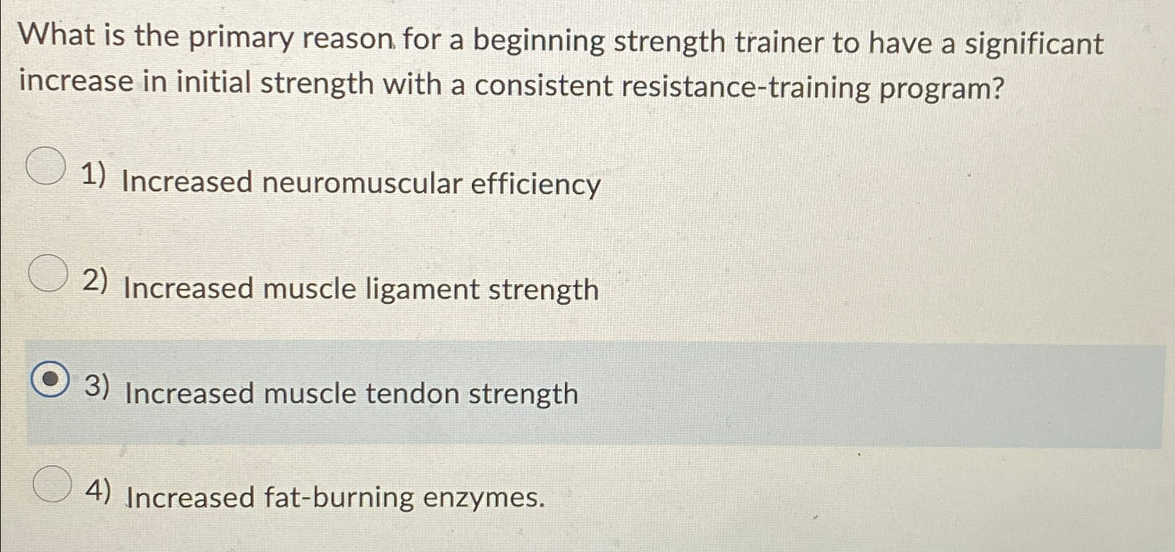 Solved What is the primary reason for a beginning strength | Chegg.com
