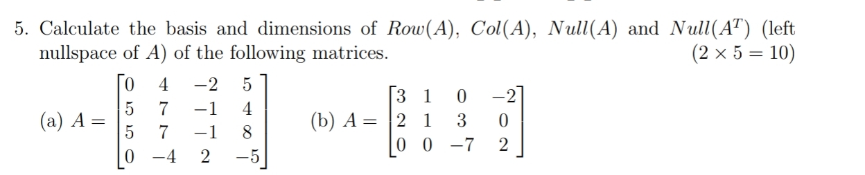 Solved Calculate the basis and dimensions of | Chegg.com