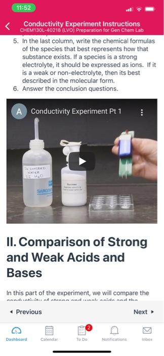 Solved 11:52 Conductivity Experiment Instructions | Chegg.com