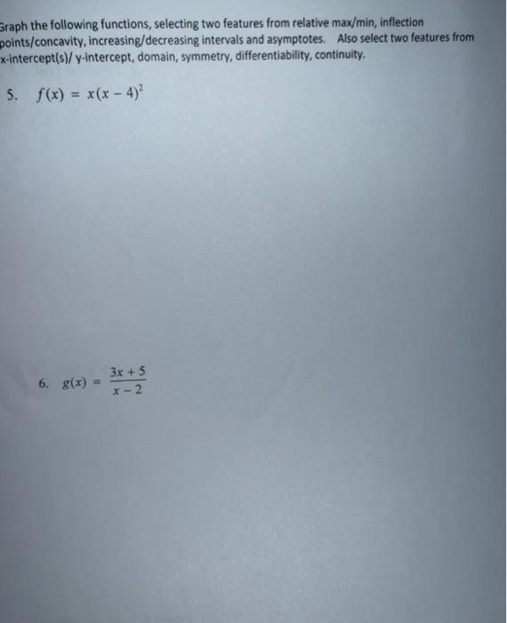 Solved Sraph the following functions, selecting two features | Chegg.com