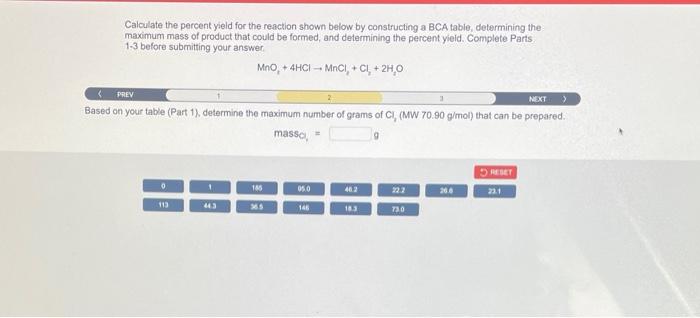Solved Calculate The Percent Yield For The Reaction Shown