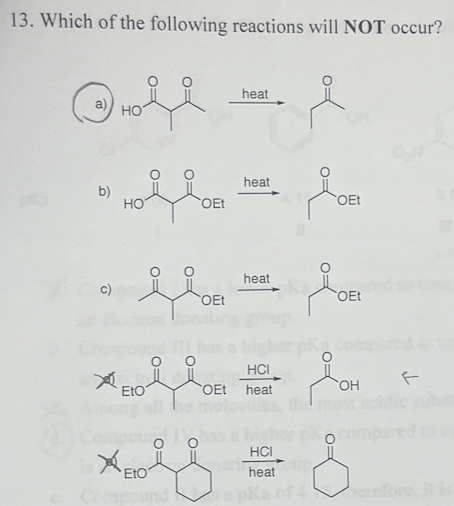 Solved Which of the following reactions will NOT occur? | Chegg.com