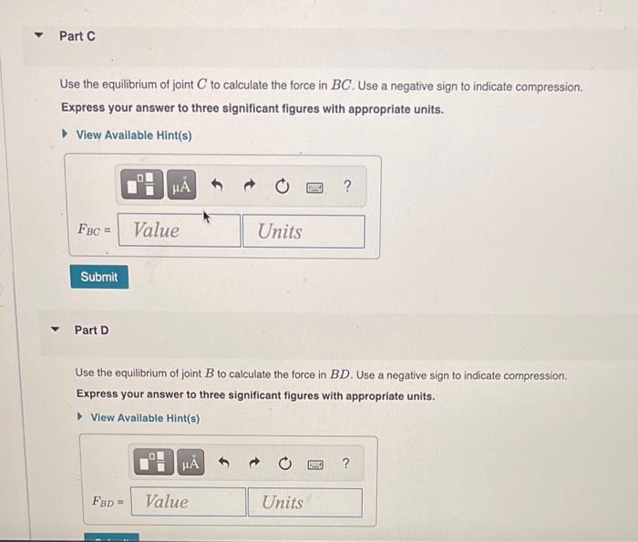 Solved Figure - Past 10Use the equilibrium of joint C to | Chegg.com