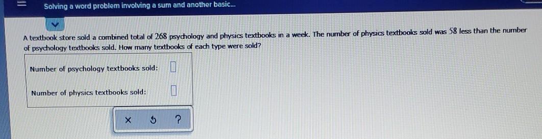 Solved Solving a word problem involving a sum and another | Chegg.com