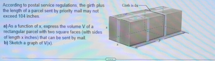 Solved According to postal service regulations, the girth | Chegg.com