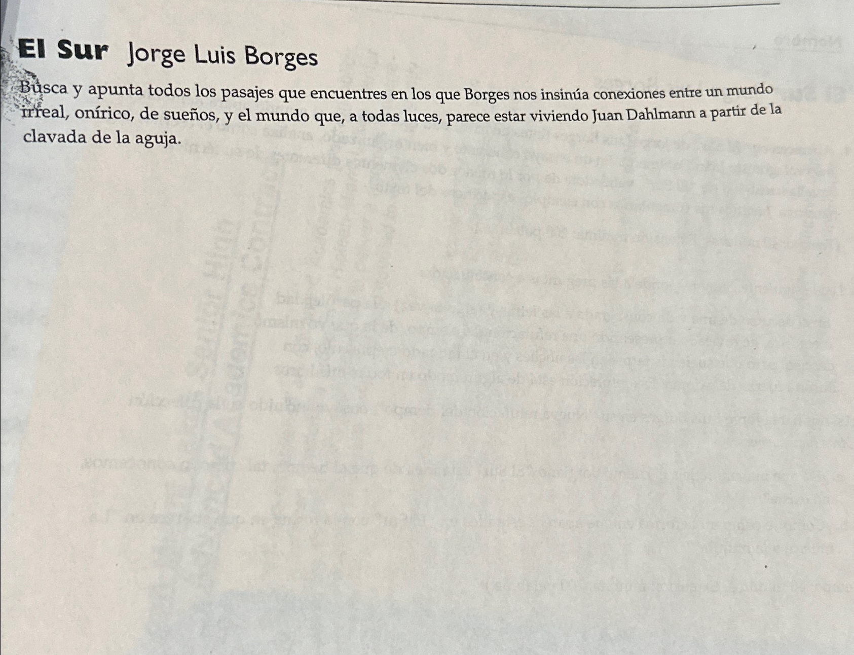 El Sur Jorge Luis BorgesBưsca y apunta todos los | Chegg.com