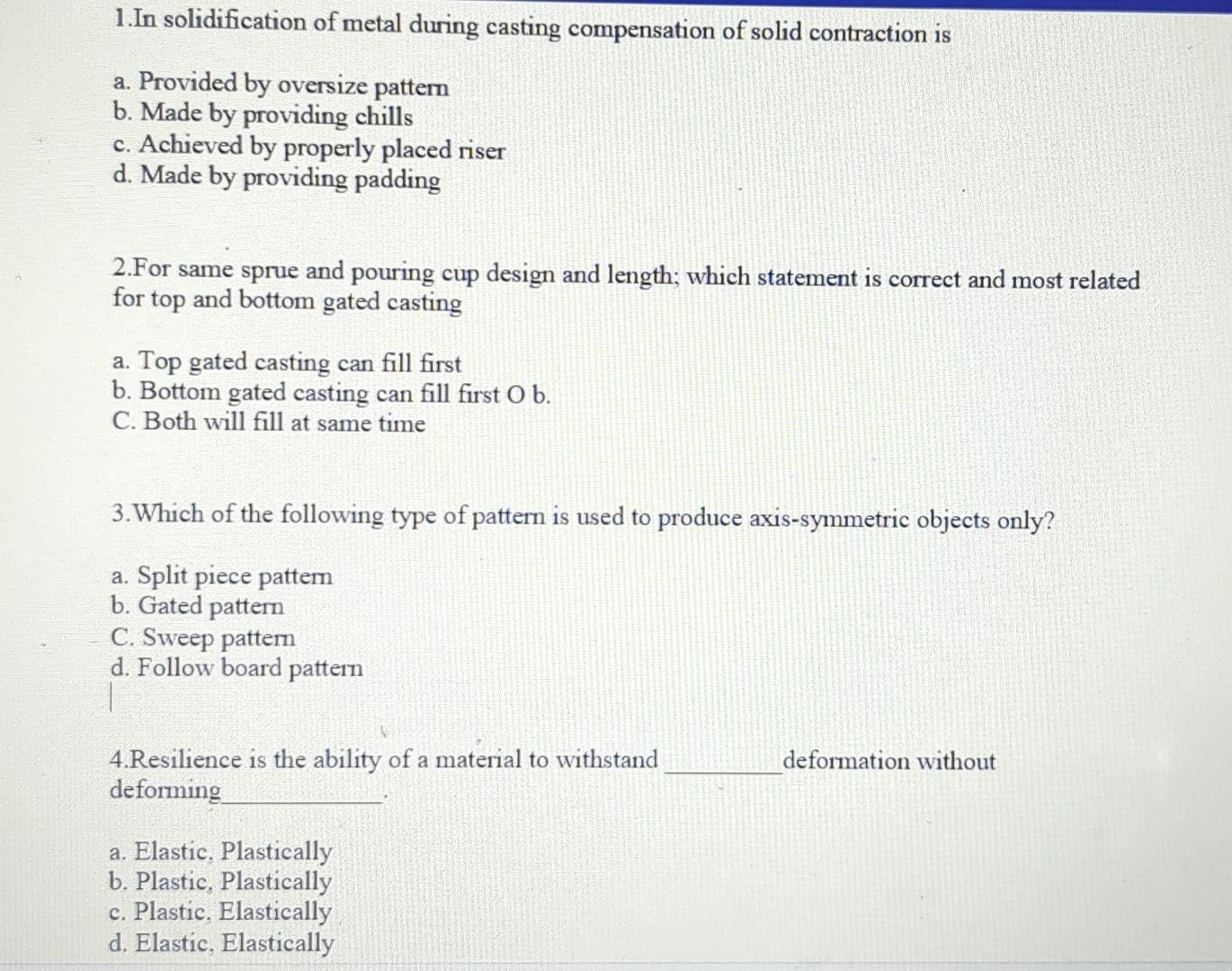 Solved 1.In solidification of metal during casting | Chegg.com