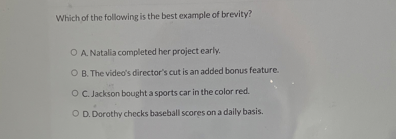 Solved Which of the following is the best example of | Chegg.com