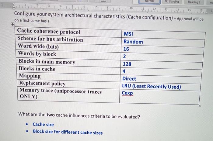 Solved Configure your system architectural characteristics | Chegg.com
