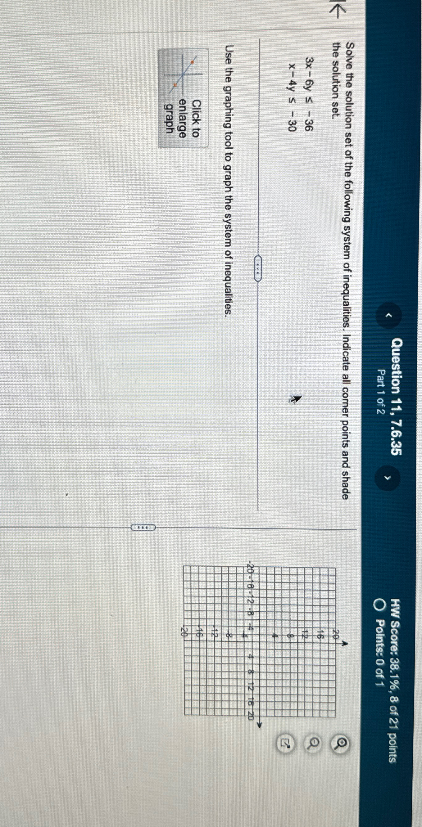 Solved Question 11, 7.6.35Part 1 ﻿of 2HW Score: 38.1%,8 ﻿of | Chegg.com