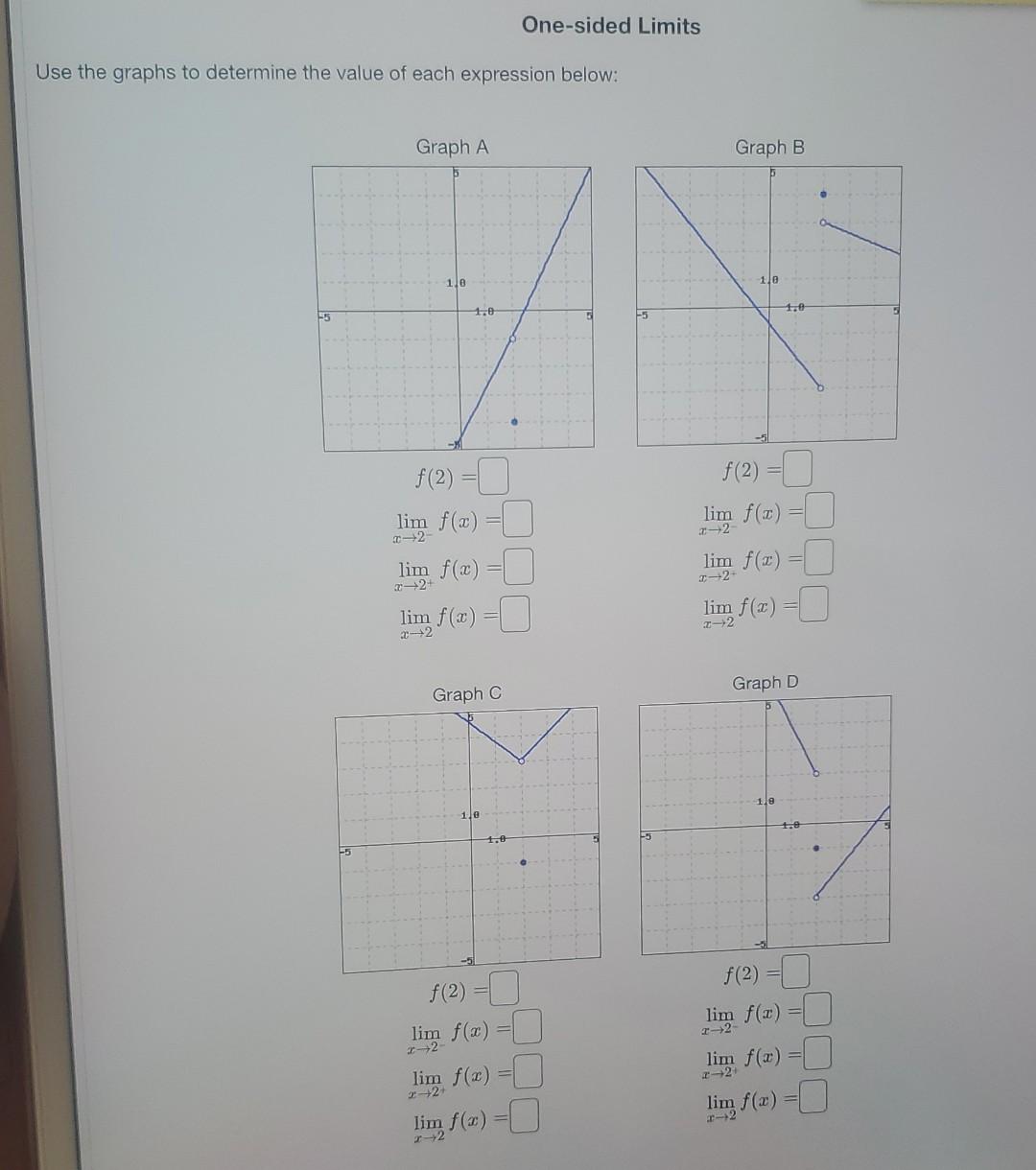 Solved One-sided Limits Use the graphs to determine the | Chegg.com