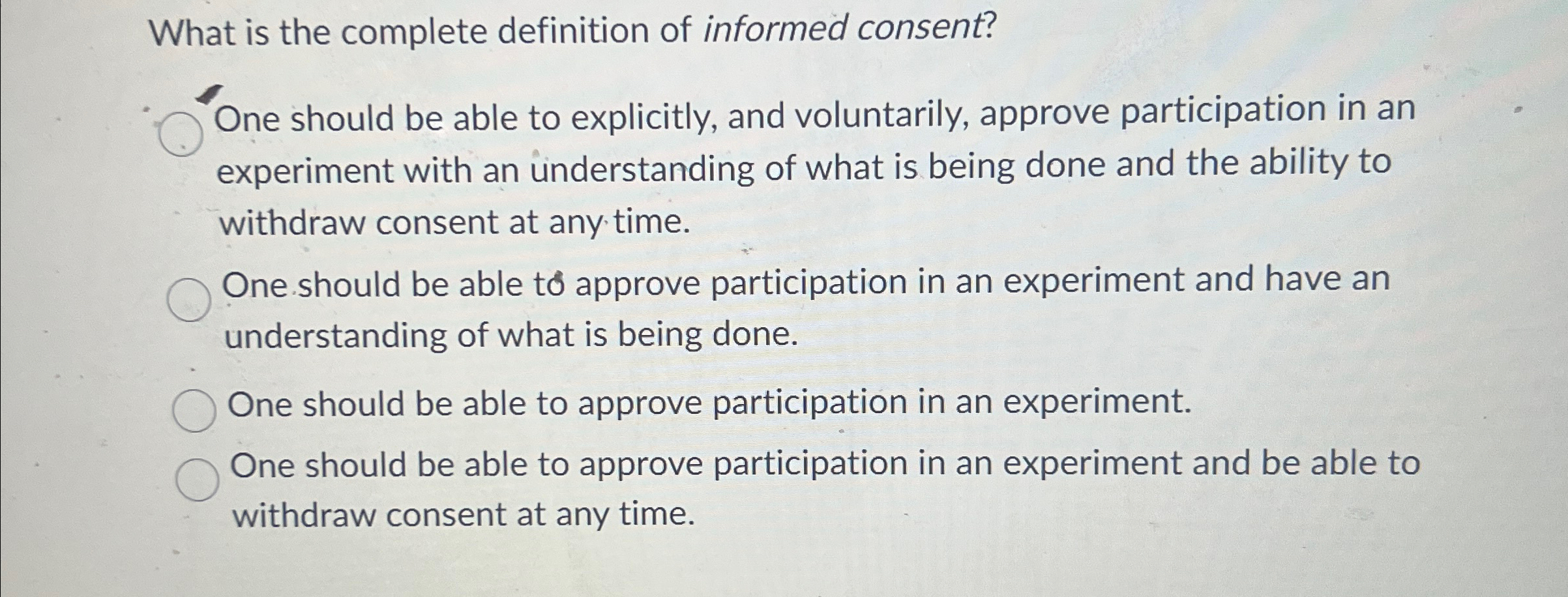 Solved What is the complete definition of informed | Chegg.com