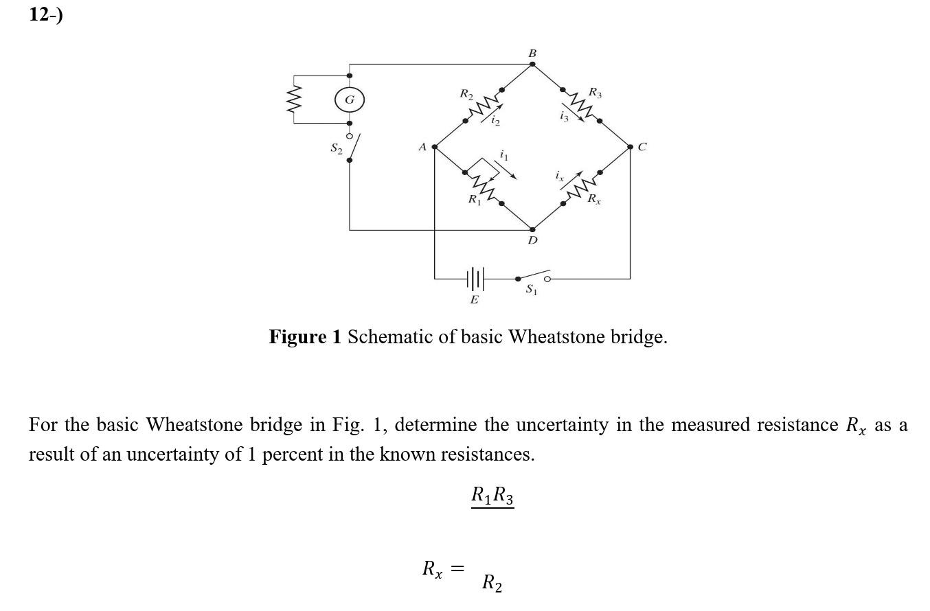 Solved Figure 1 Schematic of basic Wheatstone bridge. For | Chegg.com
