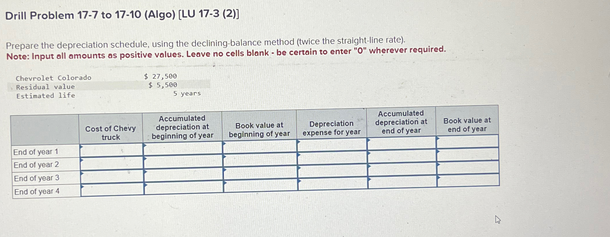 Solved Drill Problem 17-7 ﻿to 17-10 (Algo) [LU | Chegg.com