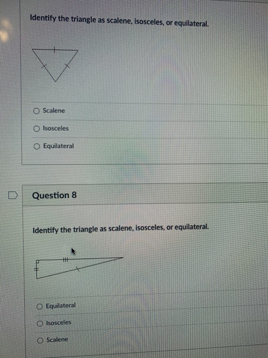 Solved Identify the triangle as scalene, isosceles, or | Chegg.com