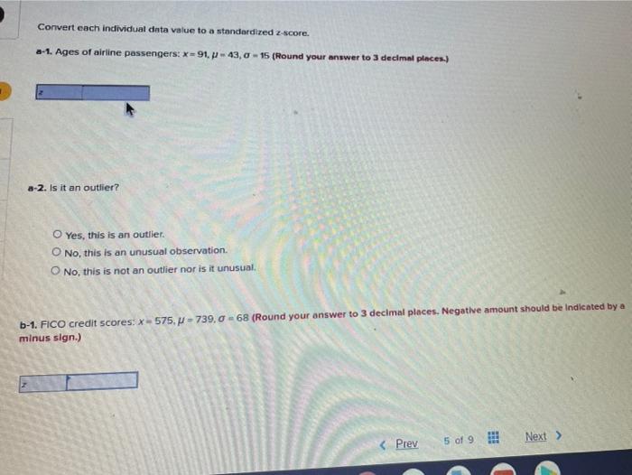 Solved Convert each individual data value to a standardized | Chegg.com
