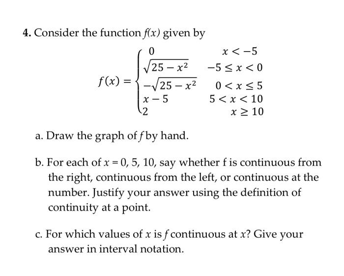 Solved 4. Consider the function f(x) given by | Chegg.com