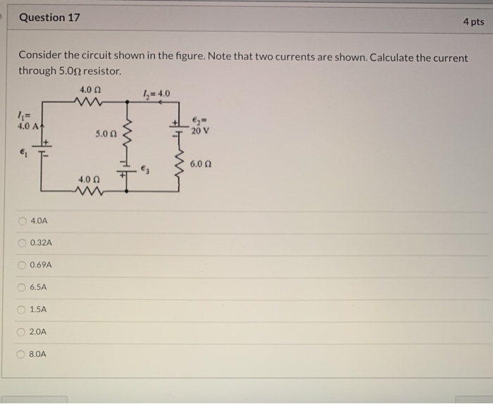 Solved Question 17 4 pts Consider the circuit shown in the | Chegg.com