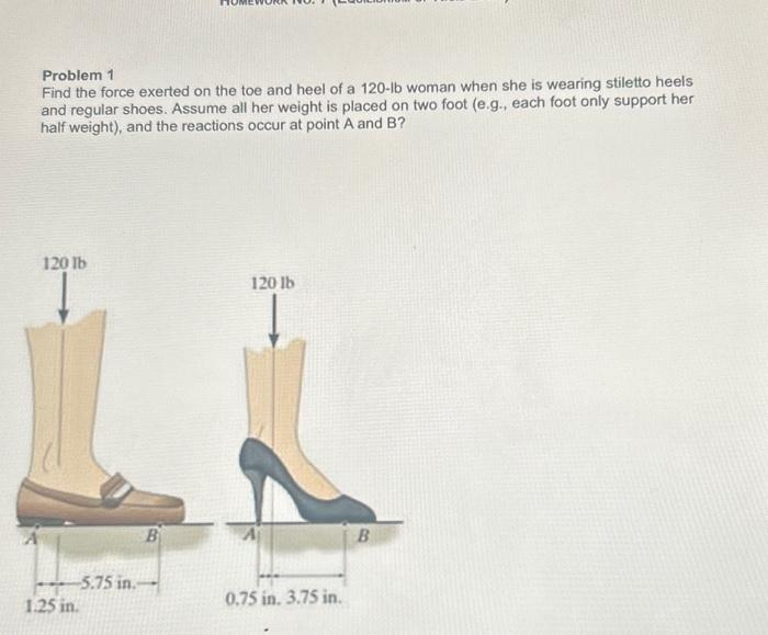Solved Problem 1 Find the force exerted on the toe and heel | Chegg.com