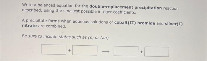 Solved Write a balanced equation for the double-replacement | Chegg.com