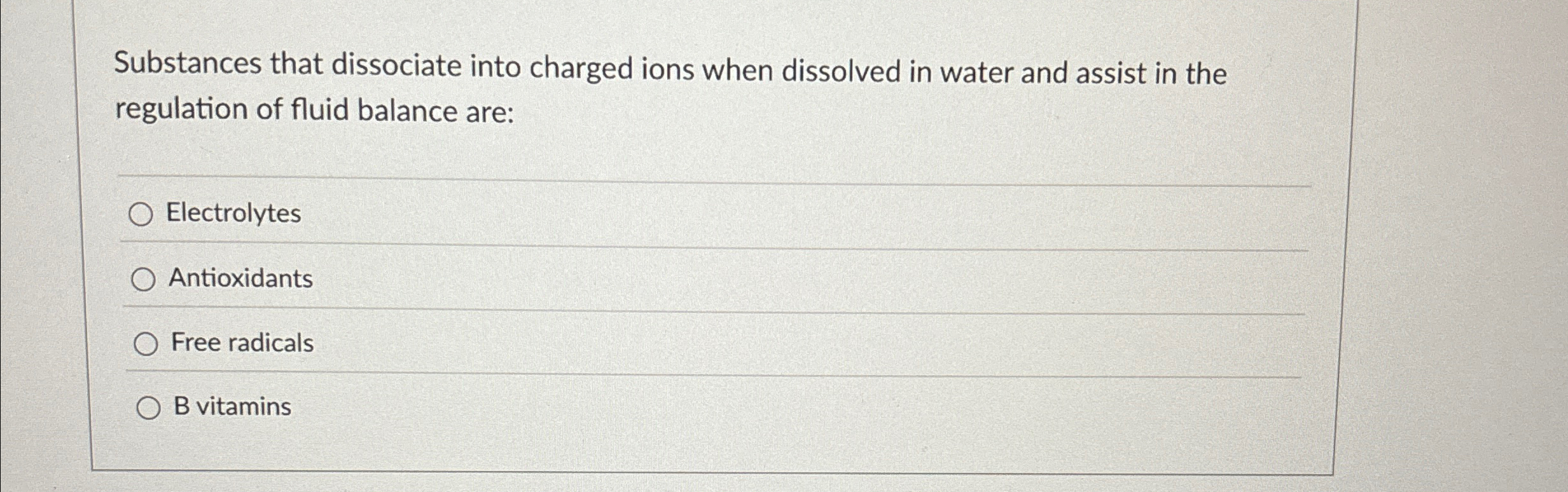Solved Substances that dissociate into charged ions when | Chegg.com
