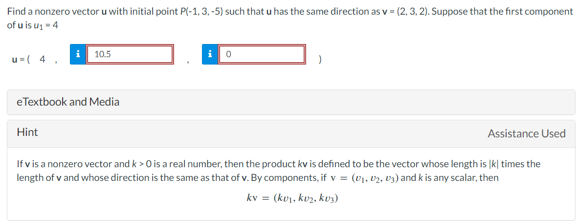 Solved Find a nonzero vector u ﻿with initial point | Chegg.com