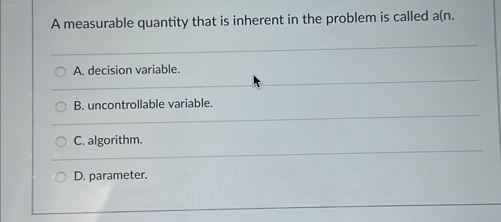 Solved A measurable quantity that is inherent in the problem | Chegg.com