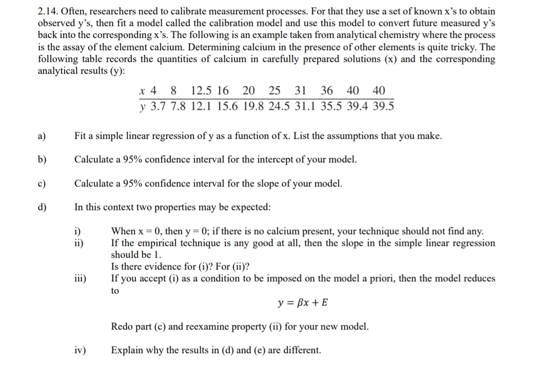 Solved 2.14. ﻿Often, researchers need to calibrate | Chegg.com
