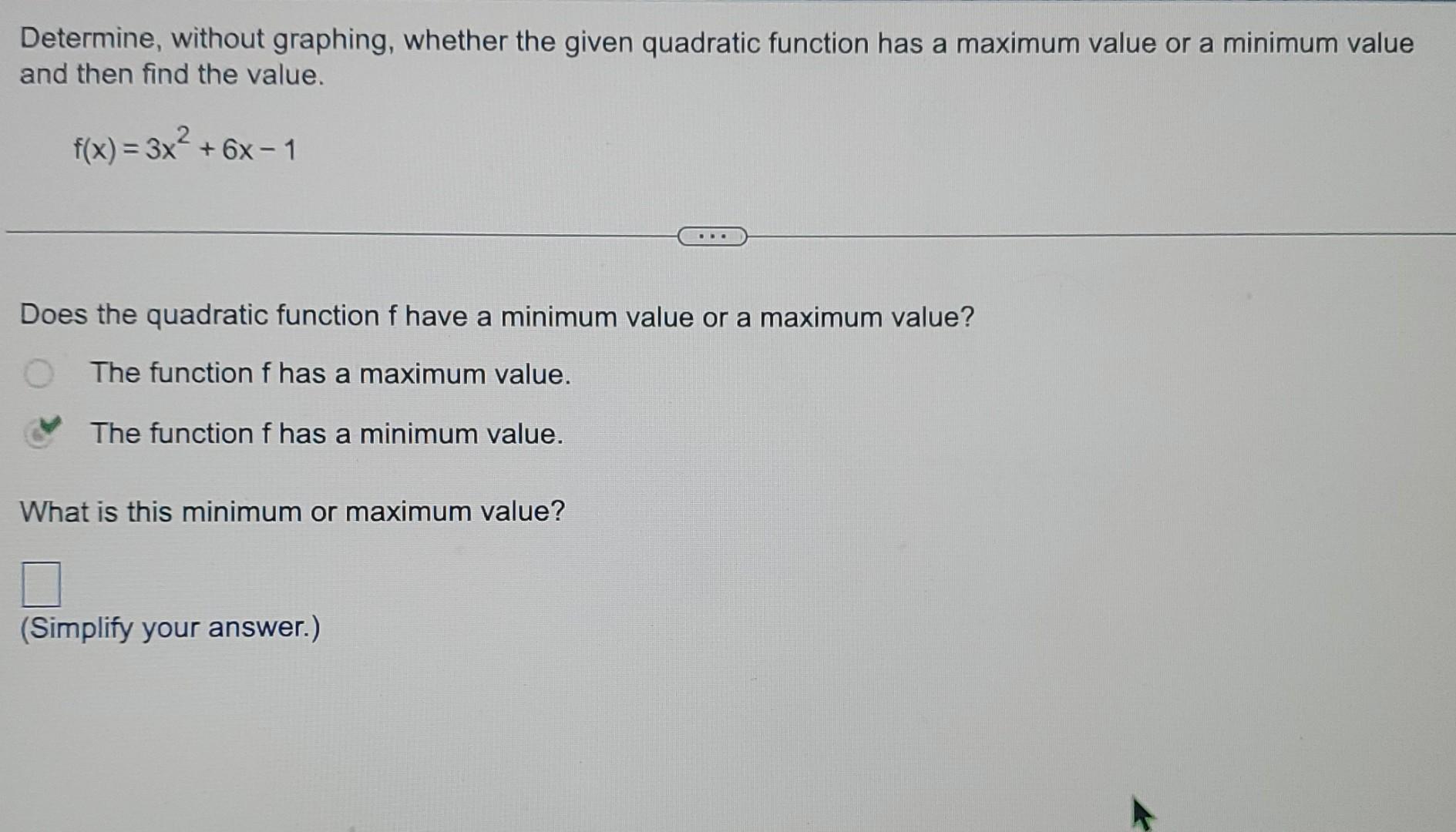 Solved Determine, without graphing, whether the given | Chegg.com