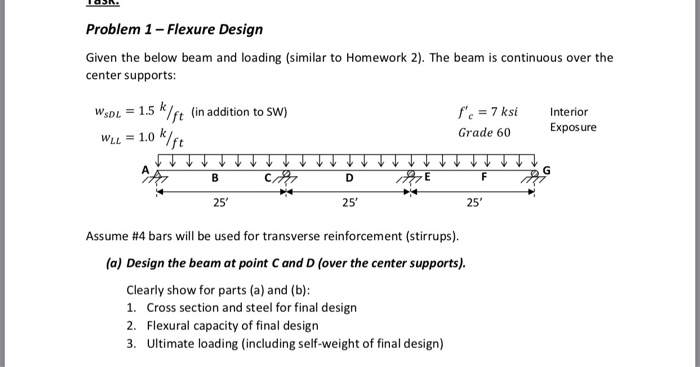 TON. Problem 1 - Flexure Design Given the below beam | Chegg.com