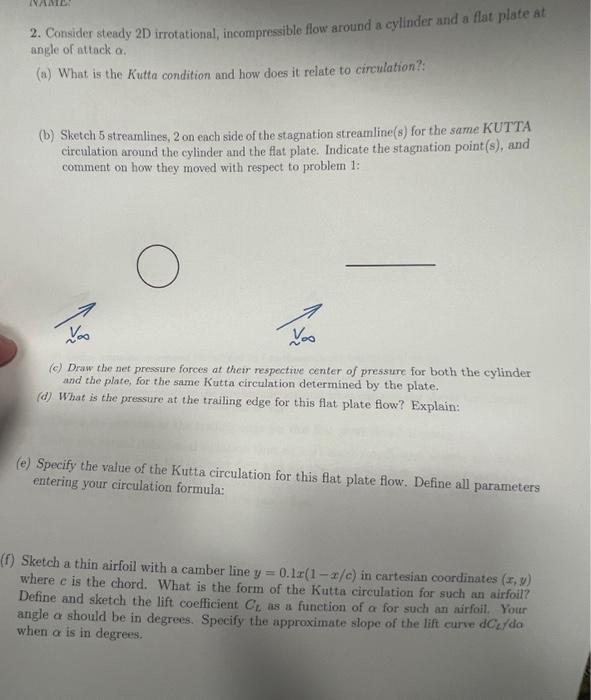 2. Consider steady 2D irrotational, incompressible | Chegg.com