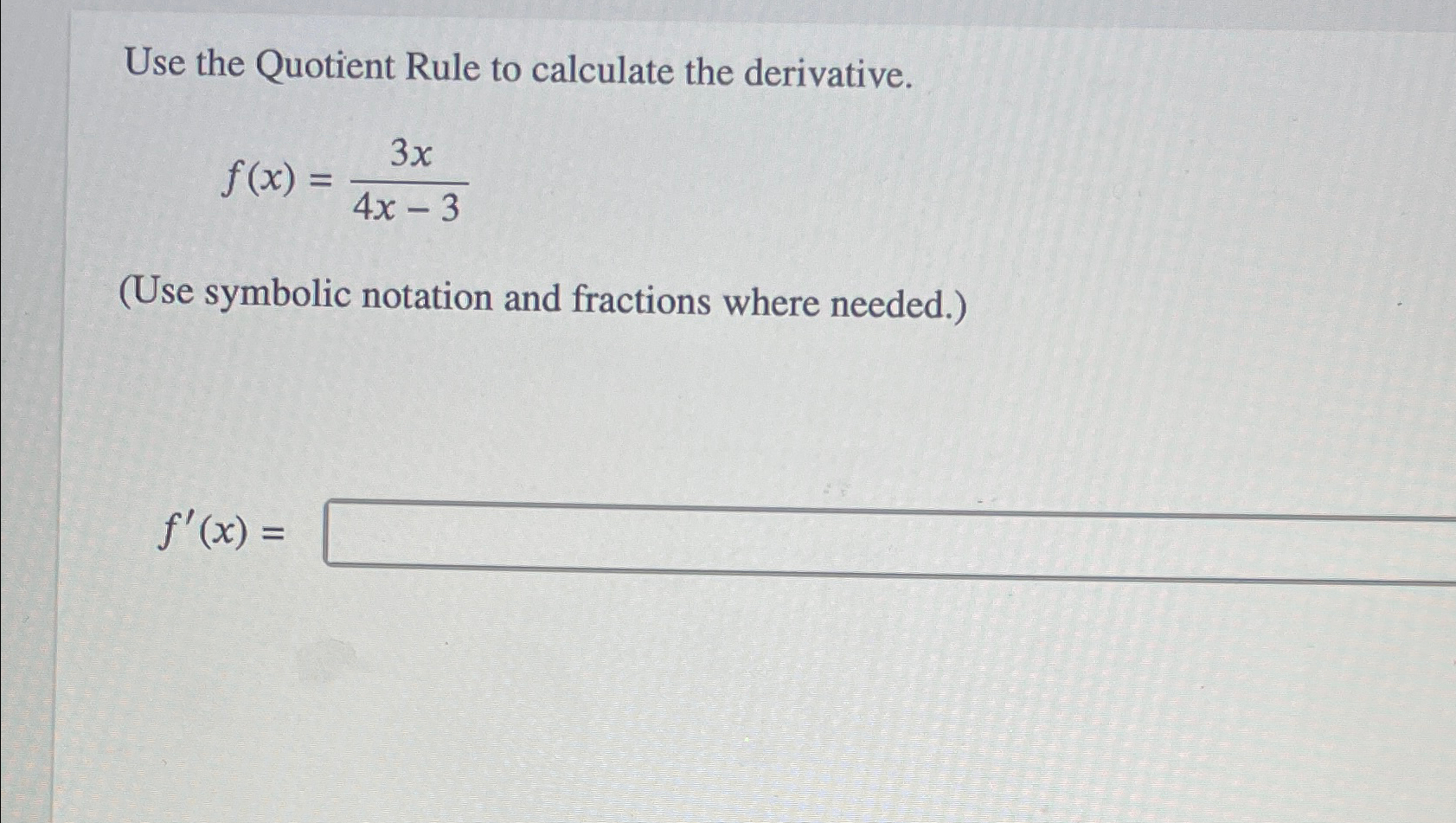 Solved Use the Quotient Rule to calculate the | Chegg.com