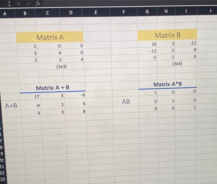 Solved After multiplying A∗B, how are Matrix A \& B related? | Chegg.com