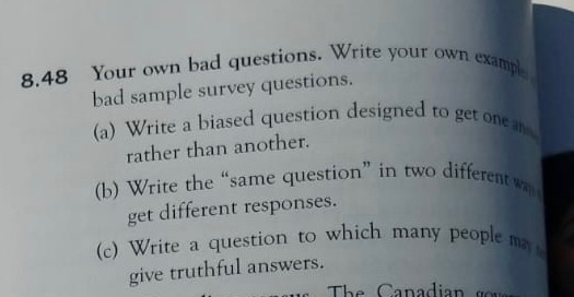 Solved 8.48 Your own bad questions. Write your own example | Chegg.com