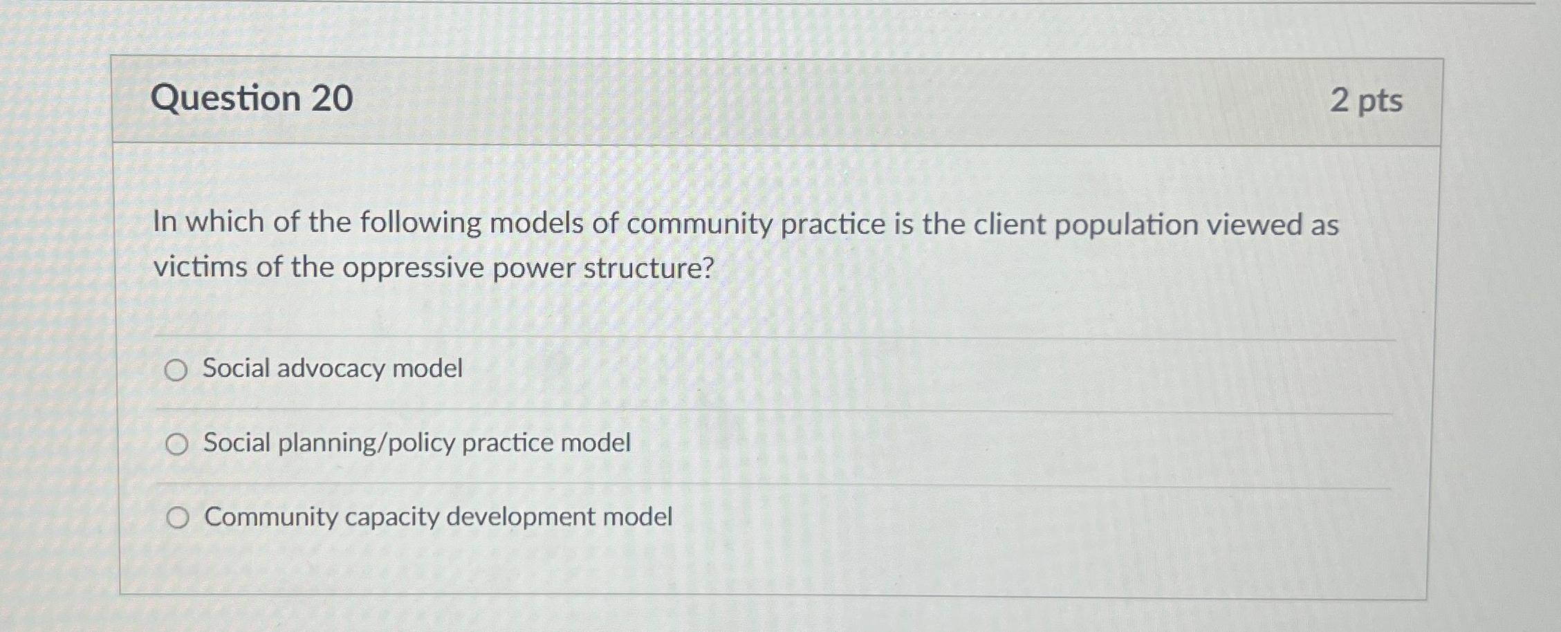 Solved Question 202 ﻿ptsIn which of the following models of | Chegg.com
