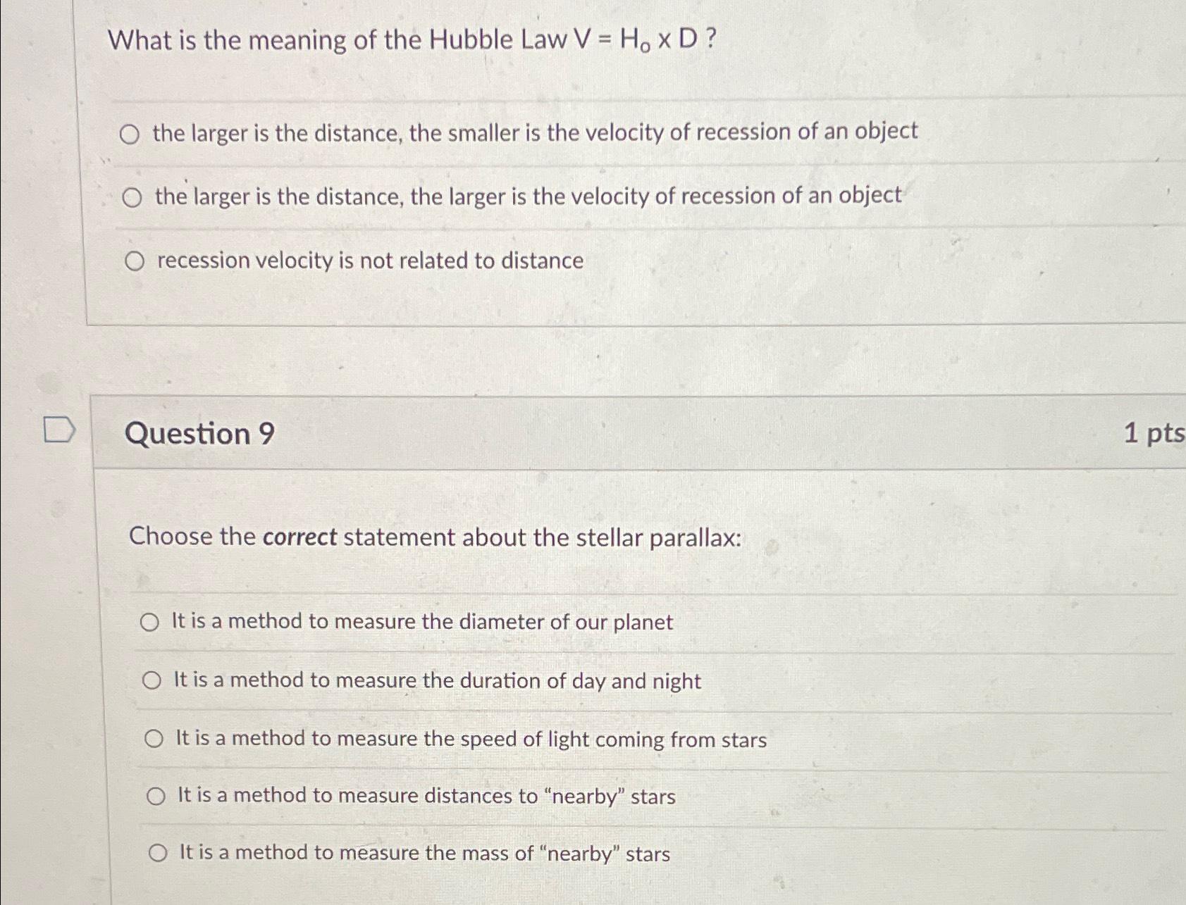 Solved What is the meaning of the hubble law | Chegg.com