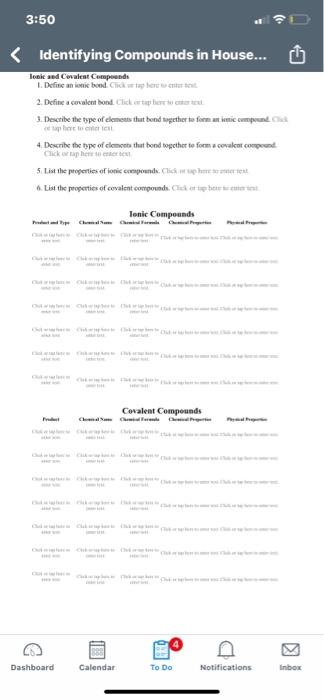 Solved 3:50 Identifying Compounds in House... Identifying | Chegg.com