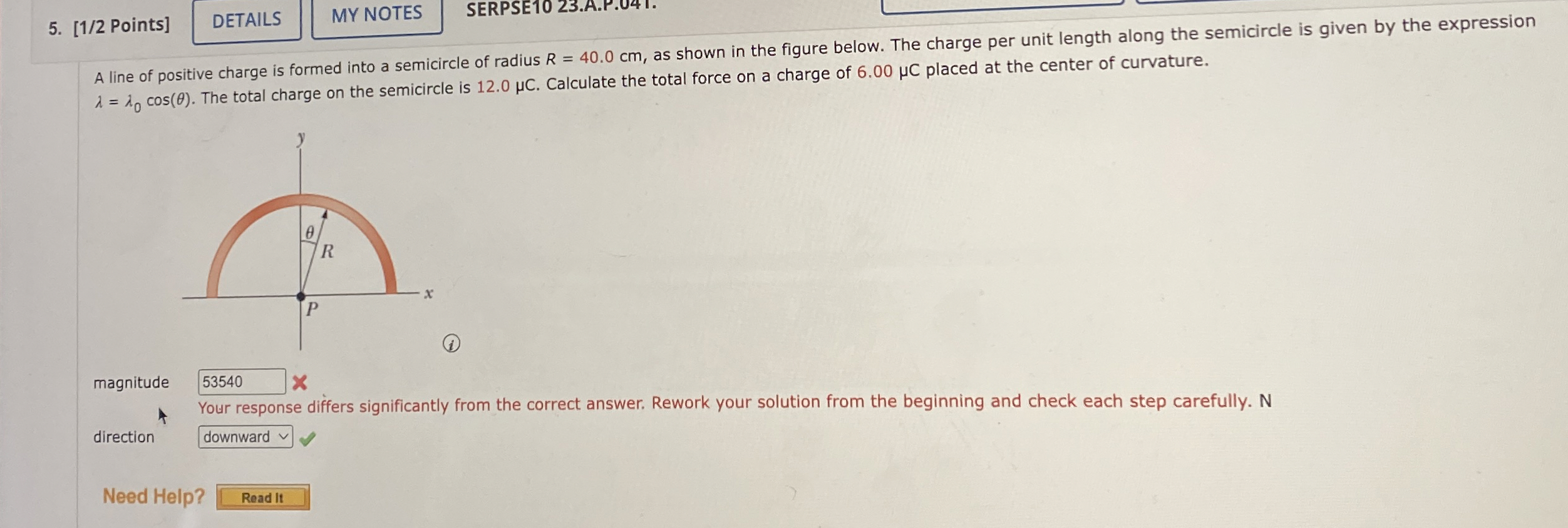 Solved A line of positive charge is formed into a semicircle | Chegg.com