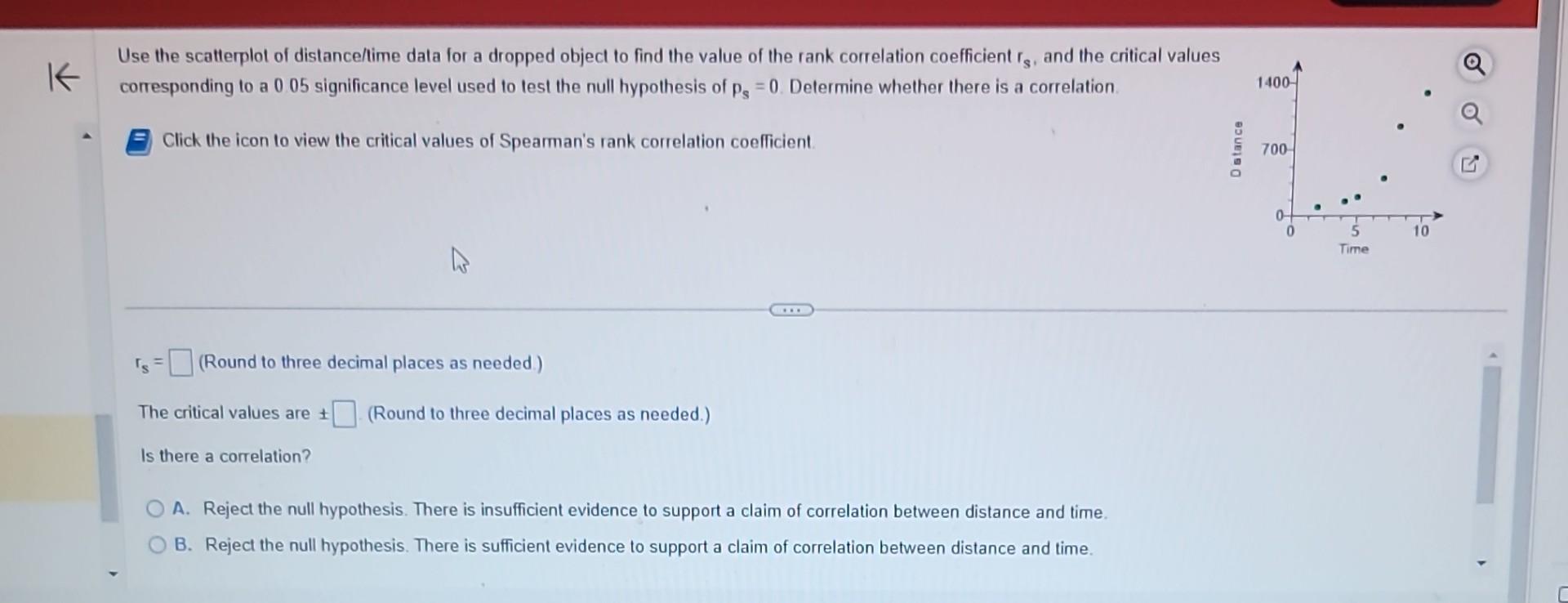 Solved Use the scatterplot of distance/time dala for a | Chegg.com