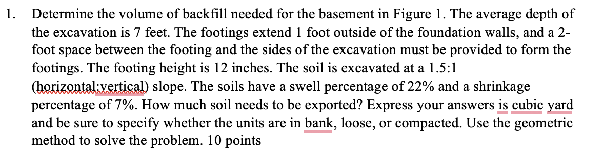 Determine the volume of backfill needed for the | Chegg.com