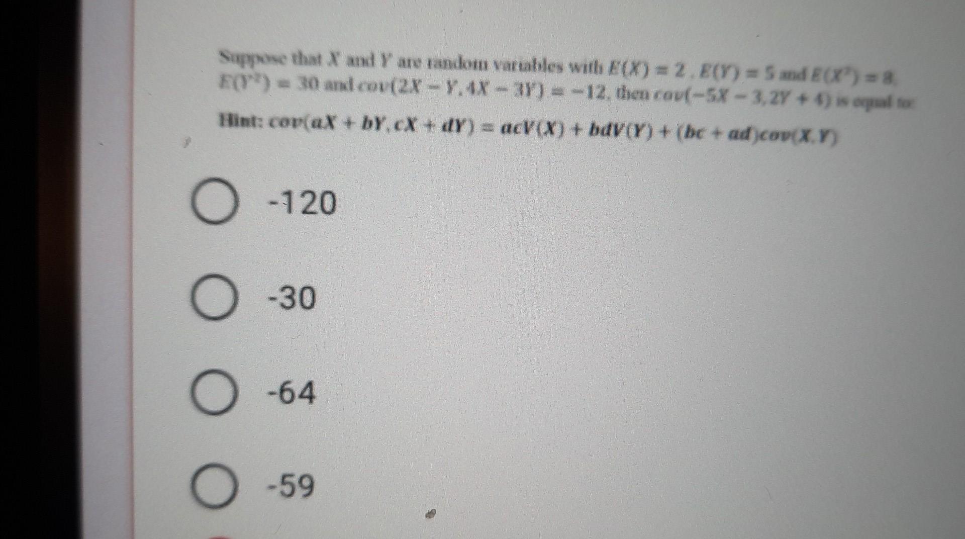 Solved Suppose that and Yare random variables with E(X) = | Chegg.com