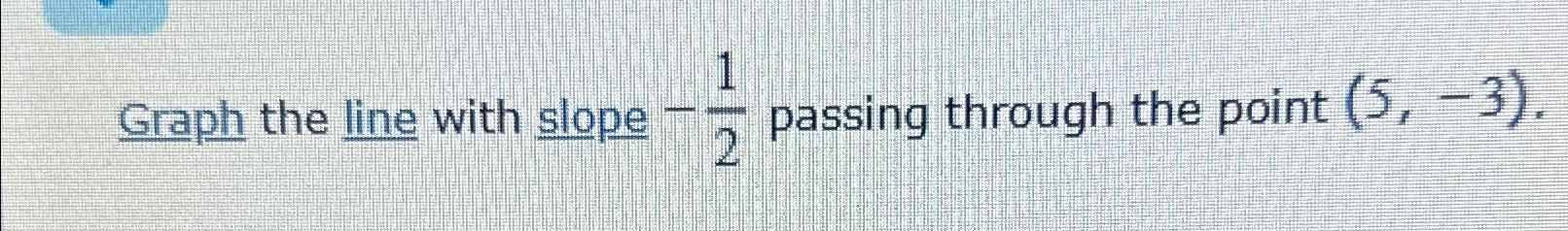 Solved Graph the line with slope -12 ﻿passing through the | Chegg.com