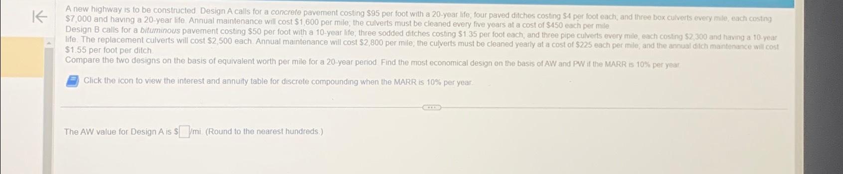 Solved A new highway is to be constructed. Design A calls | Chegg.com