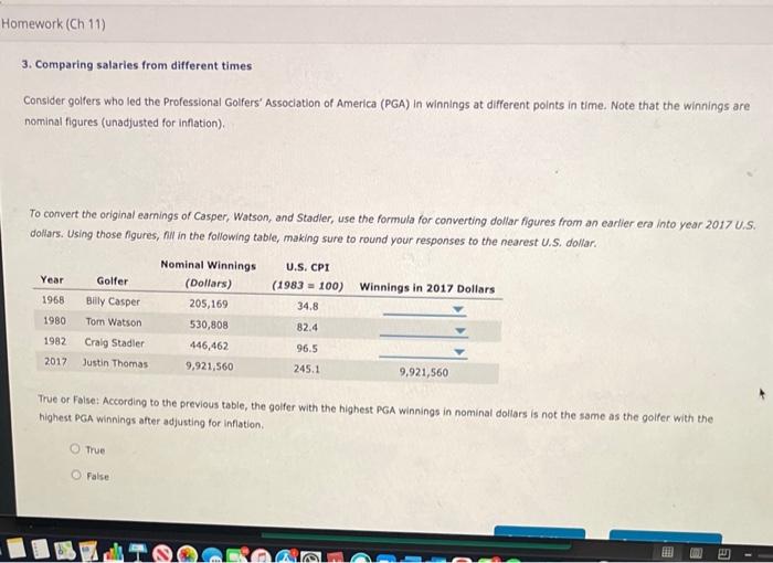 Solved 3. Comparing salaries from different times Consider | Chegg.com