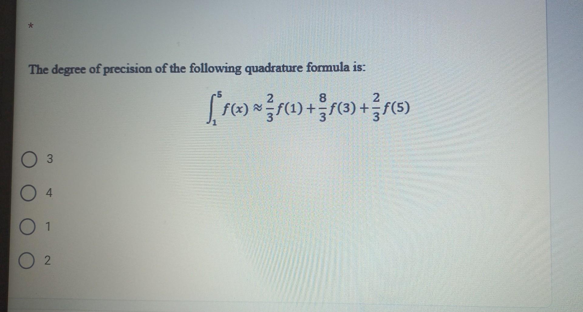 Solved The degree of precision of the following quadrature | Chegg.com