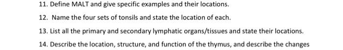 Solved 11. Define MALT and give specific examples and their | Chegg.com