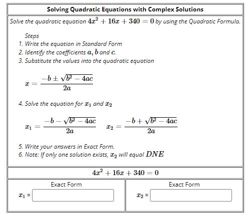 Solved Solving Quadratic Equations with Complex | Chegg.com