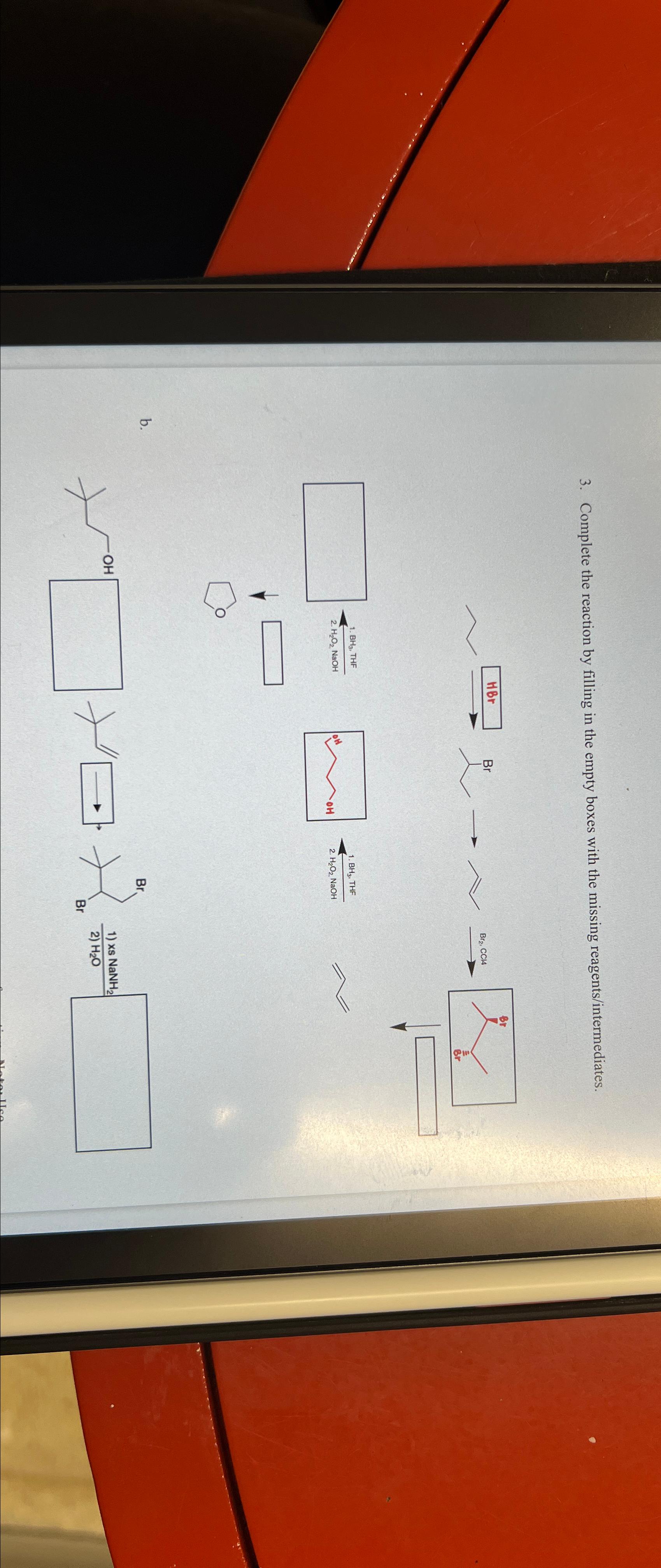 Solved Complete the reaction by filling in the empty boxes | Chegg.com