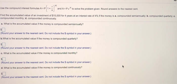 Solved Use the compound interest formulas AEP 1 + 1=P(1 + | Chegg.com