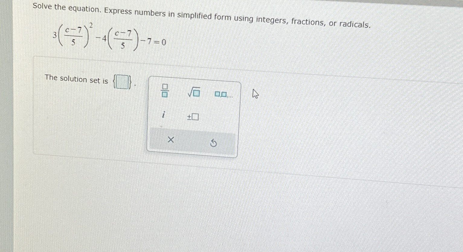 Solved Solve the equation. Express numbers in simplified | Chegg.com